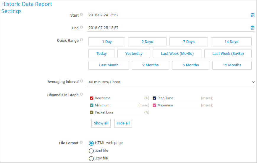Historic Data Reports | PRTG Manual