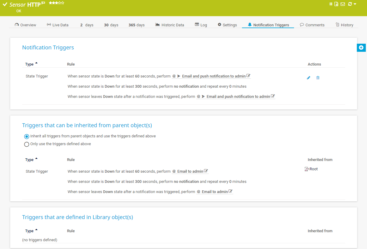 Sensor Notification Triggers Settings | PRTG Manual